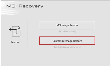Msi Create Recovery Image And Restore System User Guide