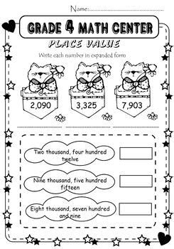 Th Grade Math Center Place Value Comparing Numbers Rounding Numbers
