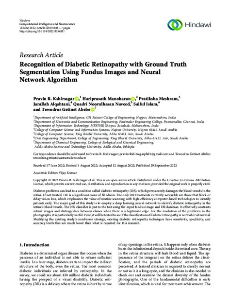 Pdf Recognition Of Diabetic Retinopathy With Ground Truth