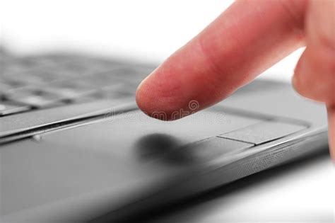 Using A Laptop Pressing The Touchpad Caucasian Office Manager Hand Using A Laptop Pressing The Touchpad Caucasian Office Manager Hand