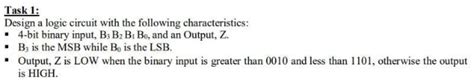 Solved Task 1 Design A Logic Circuit With The Following