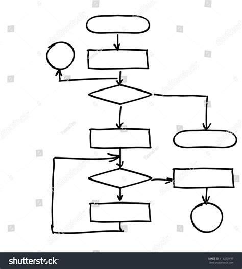 Handdrawn Abstract Flowchart Design Elements Set Stock Illustration