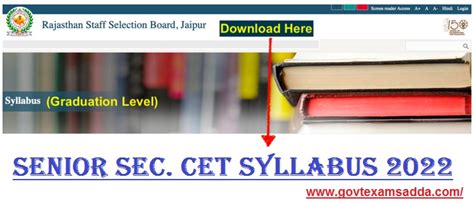 Rajasthan Cet Senior Secondary Level Syllabus 2022 Pattern