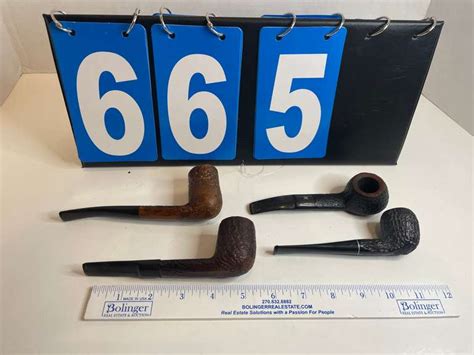 Lot Of 4 Sand Blasted Handmade Wood Tobacco Pipes Bolinger Real