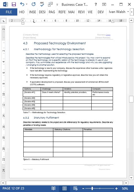 Business Case Template 22 Pages Ms Word With Free Sample Materials