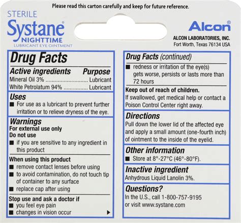 Systane Lubricant Eye Ointment Overnight Relief Planogram Back