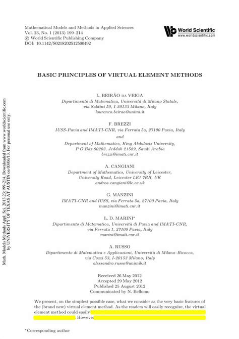 Pdf Basic Principles Of Virtual Element Methods Dokumentips