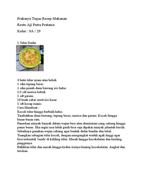 Restu Aji Prakarya Resep Makanan Pdf