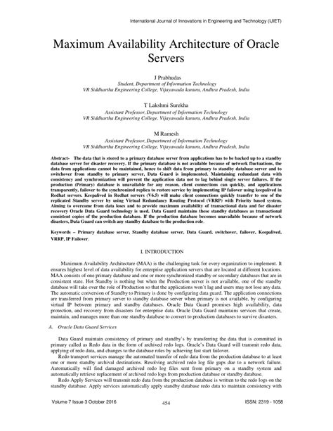 Pdf Maximum Availability Architecture Of Oracle Servers