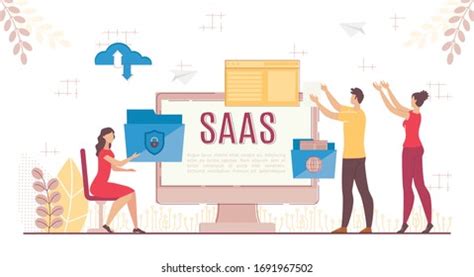 Saas Concept Software Service Cloud Computing Stock Vector (Royalty ...