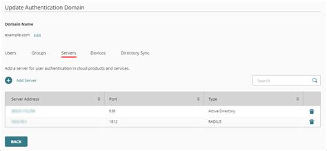 add servers to an authentication domain