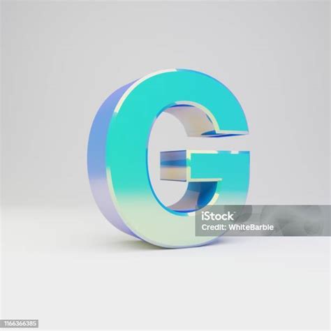 하늘 색 3d 문자 G 대문자입니다 흰색 배경에 광택 반사와 그림자가 분리된 금속 글꼴입니다 0명에 대한 스톡 사진 및 기타 이미지 Istock
