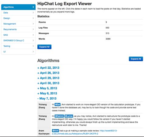 GitHub Aramk Hipchat Viewer GUI Frontend Viewer For HipChat Chat Log Exports