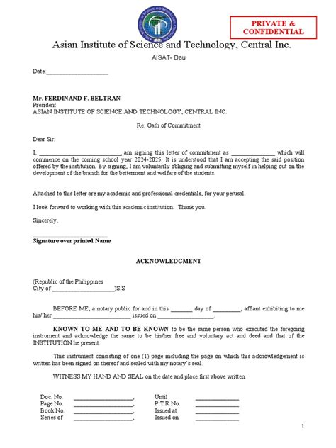 Commitment Letter Ched Pdf