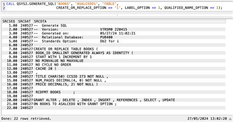 Qsys2generatesql Stored Procedure Cptserv