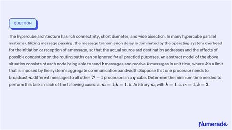 ⏩solvedthe Hypercube Architecture Has Rich Connectivity Short Numerade