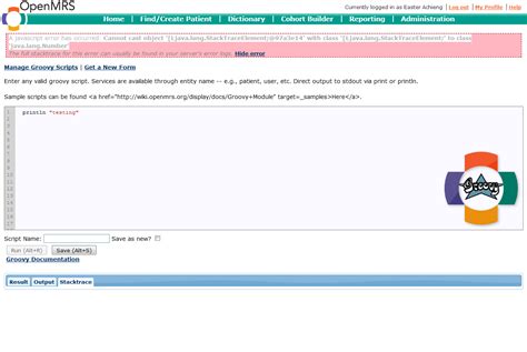 groovy a javascript error has occurred [ljava lang stacktraceelement cannot be cast to [f