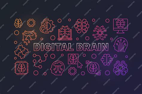 Premium Vector | Digital brain vector creative horizontal banner in ...