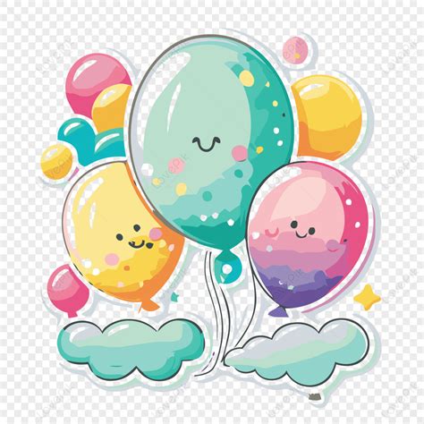 3d 풍선 생일 스티커 일러스트 벡터상표 Png 일러스트 무료 다운로드 Lovepik