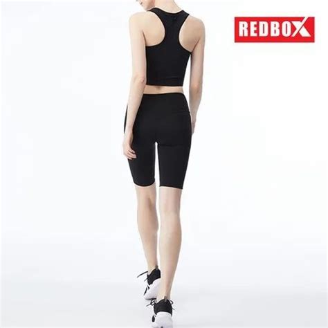 Nylon Padded Women Sports Bra And Biker Shorts Set Black At Rs 730