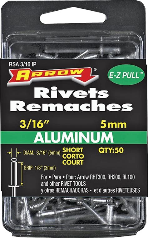 arrow rsa3 16ip pop rivet short 1 8 in grip 1 8 in l aluminum gray 50 pk morg6777999