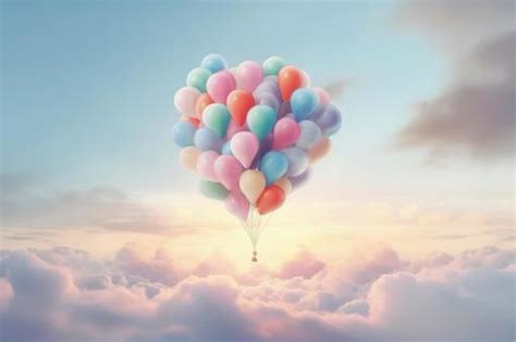 免费矢量 許多氣球和暮色天空