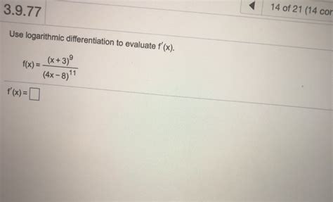 Solved 18 Of 21 31014 Find The Derivative Of The
