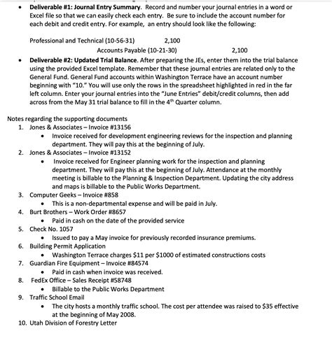 Deliverable 1 Journal Entry Summary Record And