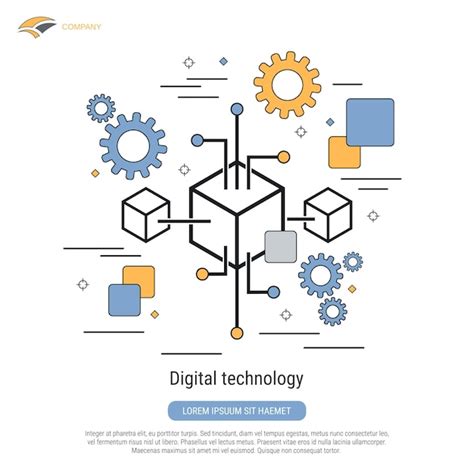 Premium Vector Digital Technology Flat Contour Style Vector Concept Illustration