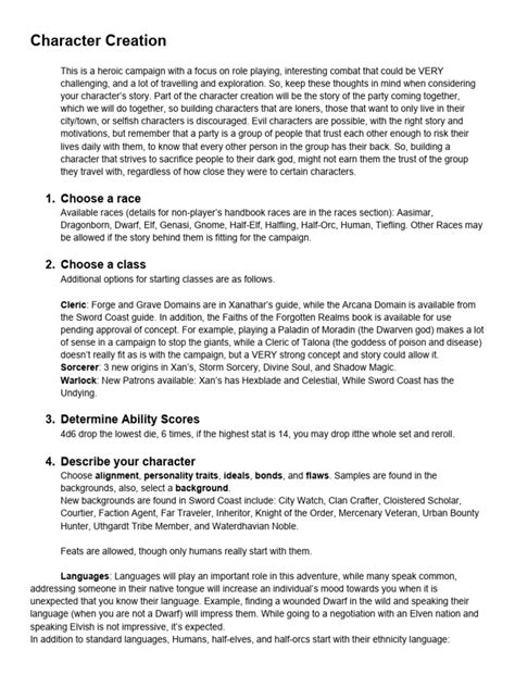 character creation rules pdf dwarf dungeons and dragons dungeons and dragons