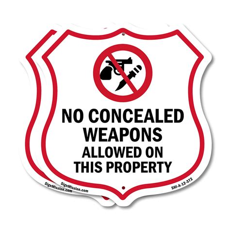 Concealed Carry Shield Sign No Concealed Weapons Allowed On This