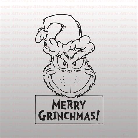 Outline Merry Grinchmas Christmas Dr Seuss SVG 1 Svg Dxf Etsy