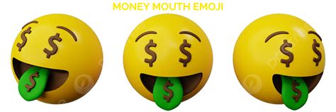 3d Rendering Money Mouth Face Or Gold Digger Emoji Yellow Ball Emoticon