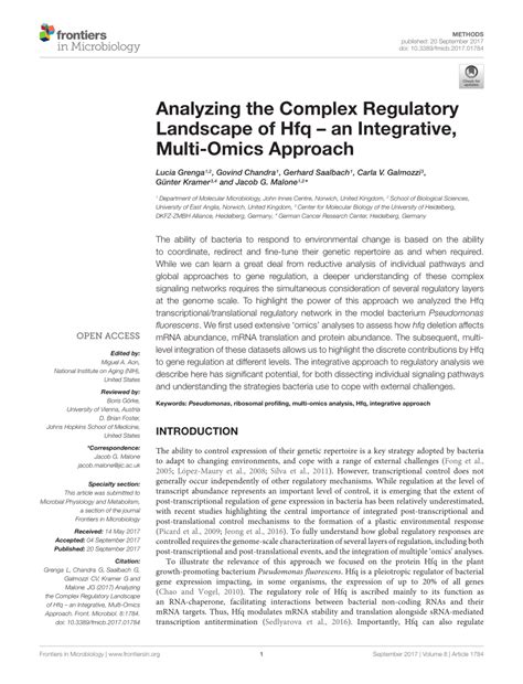 Pdf Analyzing The Complex Regulatory Landscape Of Hfq An