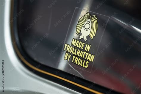 Trollhttan Sweden June 28 2024 Saab Sticker Stating Made In Trollh