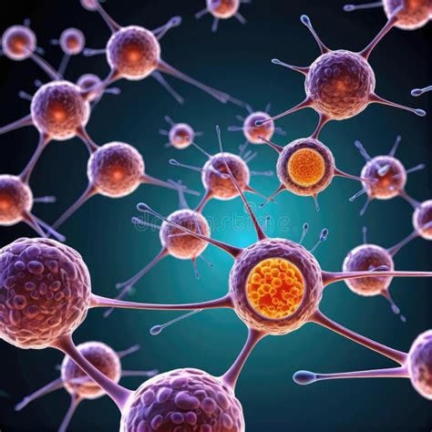 Microscopic View Of Colorful Cells And Their Structures In A Dynamic Biological Environment