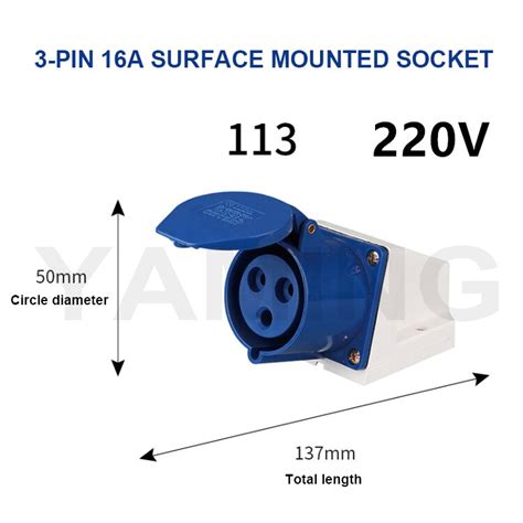 3 Pins Waterproof Industrial Plug Socket Embeded S Vicedeal