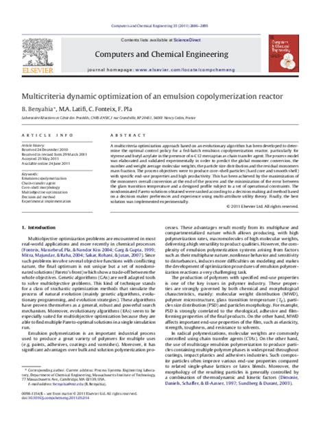 pdf multicriteria dynamic optimization of an emulsion