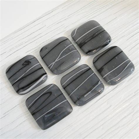 Gray Black And White Glass Knobs Fused Glass Cabinet Hardware Etsy