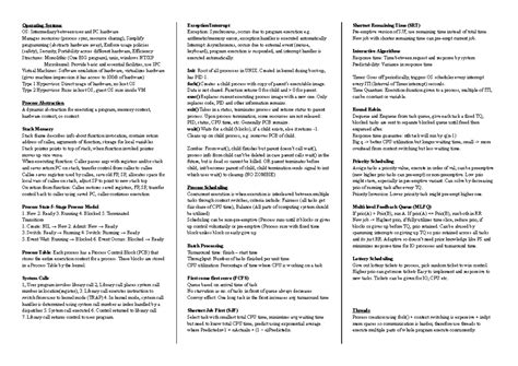 Operating Systems Midterm Cheatsheet Operating Systems Os Intermediary Between User And Pc