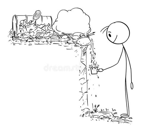 Person Drinking Polluted Or Contaminated Water In Nature From Spring Or