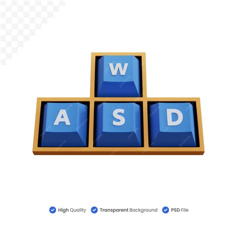 Premium Psd 3d Rendering Wasd Keyboard Keys Isolated