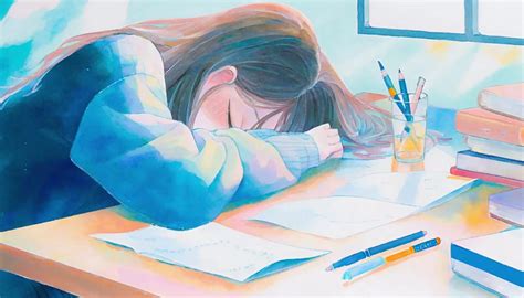 試験前日徹夜で勉強中に寝落ちしてしまった女の子 むすびの作品 Aipictors Ai画像投稿サイト・生成サイト