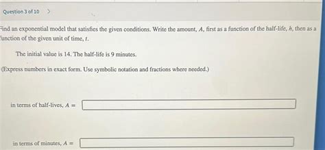 [answered] question 3 of 10 find an exponential model that satisfies