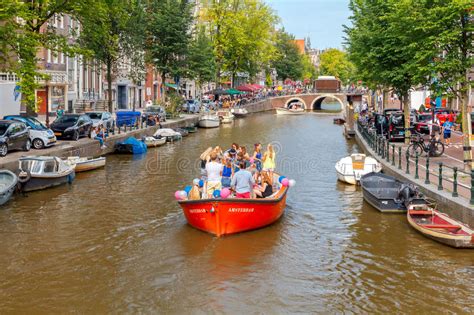 Amsterdam Excursion Boats On The Canals Editorial Image Image Of