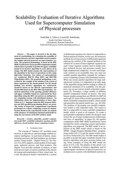 Pdf Scalability Evaluation Of Iterative Algorithms Used For Supercomputer Simulation Of