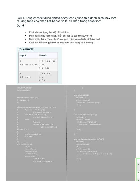 Source Code Cấu Trúc Dữ Liệu Nè Câu 1 Bằng Cách Sử Dụng Những Phép