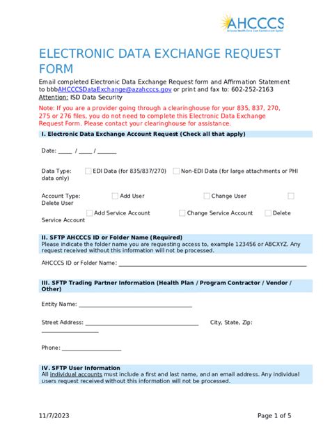 Electronic Data Exchange Request Doc Template PdfFiller