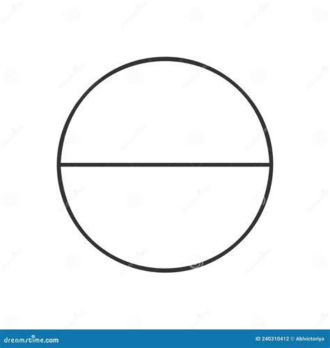 Circle Divided In 2 Segments Isolated On White Background Pie Or Pizza