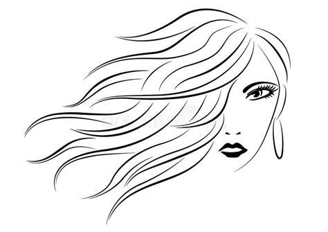 Dibujo Lineal Del Perfil Principal Femenino Ilustración Del Vector